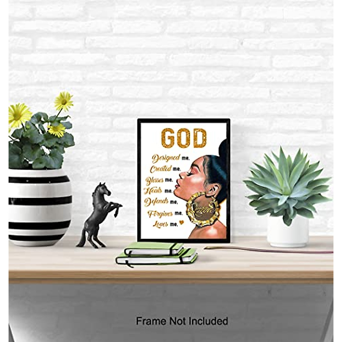 African American Art - Black Art - spiritual Religious Wall Decor - Black women - Inspiration Christian Gifts for Women, African Americans Black Girl - Christian Wall Decor- Faith God Wall Art & Decor