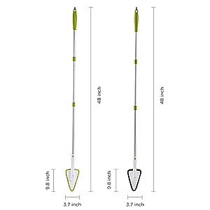 CQT 2 in 1 Bathroom Cleaning Brush with 46" Extendable Long Handle Detachable Stiff Bristles Scrub Brush with 2 Scrubber heads and 2 Scouring Pad Head for Cleaning Bathtub Shower Bathroom (AppleGreen)