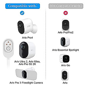 Arlo Camera Solar Panel Charger, Compatible with Arlo Pro4, Pro3, Floodlight, Pro 5S, Ultra 2, Ultra Cameras, 13ft/4m Cable, 6V4.5W Fast Battery Charging 3Pack