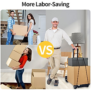 Folding Hand Truck-200 Lbs Trolley Utility Cart, Portable 4-Wheels Lightweight Utility Cart,90KG Heavy Duty Luggage Cart for Moving Airport Travel Shopping and Office Use