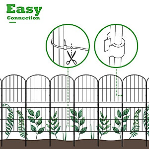 OUSHENG Decorative Garden Fence No Dig Fencing 10 Pack, 37.5in (H) x 10ft (L) Rustproof Metal Wire Panel Border Animal Barrier for Dog, Flower Edging for Yard Landscape Patio Outdoor Decor, Arched