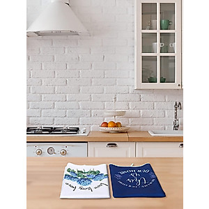 Geyoga 6 Pcs Kitchen Towels Blue Hydrangea Hand Towels Butterfly Kitchen Dish Towels Microfiber Drying Towels for Kitchen Bathroom Party Wedding Home Decorations (15.7 x 23.6 Inch)