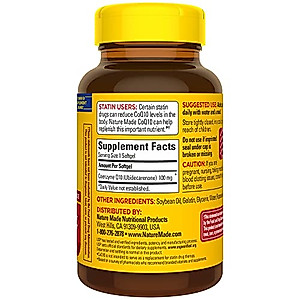 Nature Made CoQ10 100 mg, Dietary Supplement for Heart Health Support, 120 Softgels, 120 Day Supply