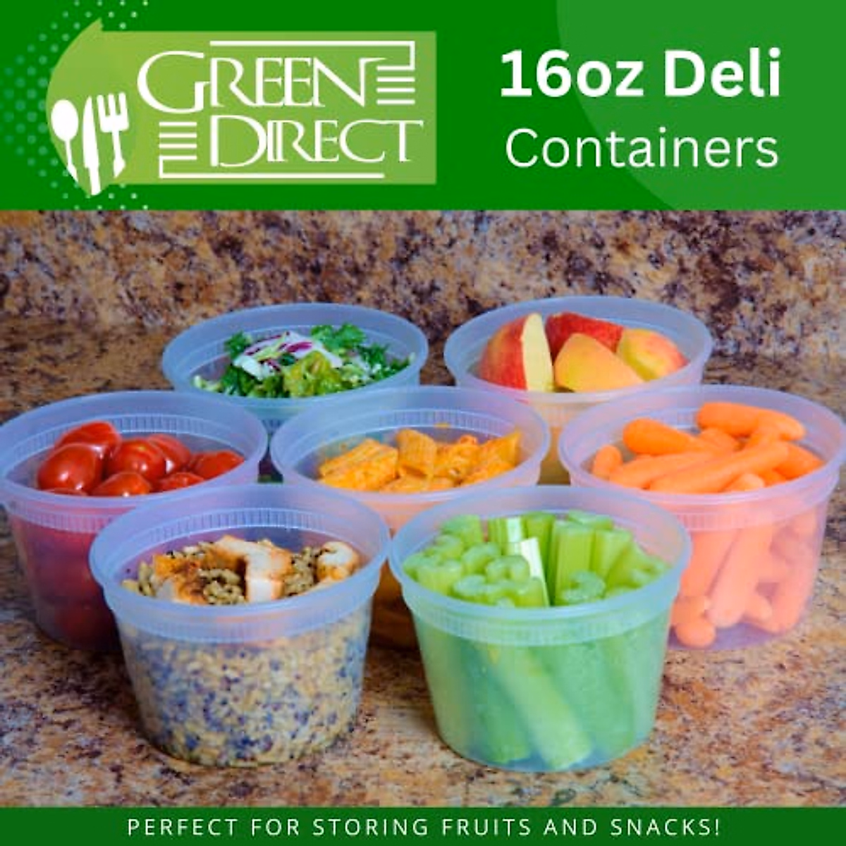 Deli Containers with Lids [16 oz. 50 Pack] Disposable Clear Lunch Containers Leakproof | Plastic Round Food Storage Containers | Freezer Containers for Food