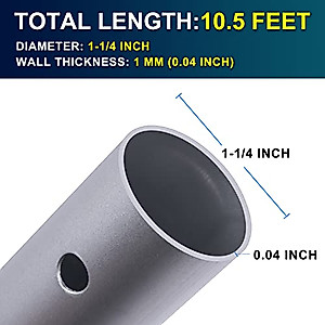 POOLAZA Pool Pole Dual-Handle, Anodized Aluminum Pool Skimmer Pole, Detachable & Telescopic Pool Pole Up to 10.5 Ft, Portble Pool Poles for Cleaning Suitable for Pool Skimmer, Vacuum Head, Brush Etc.