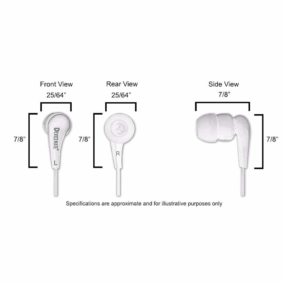 DEVICEMATE in-Ear Wired Earbuds Durable Earphones Headphones_Best Ear Buds Ear Phones for Cellphone Smartphone Tablet MP3 MP4 CD DVD Player Laptop Notebook PC Computer. No Mic. Red Case