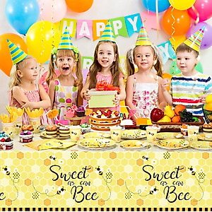 170 Pcs Bee Plates and Napkins Party Supplies Sweet As Can Bee Baby Shower Set Include Tablecloths, Plates, Napkins, Paper Cups, Knife, Fork, Spoon for Baby Shower Birthday Party Supplies, Serves 24