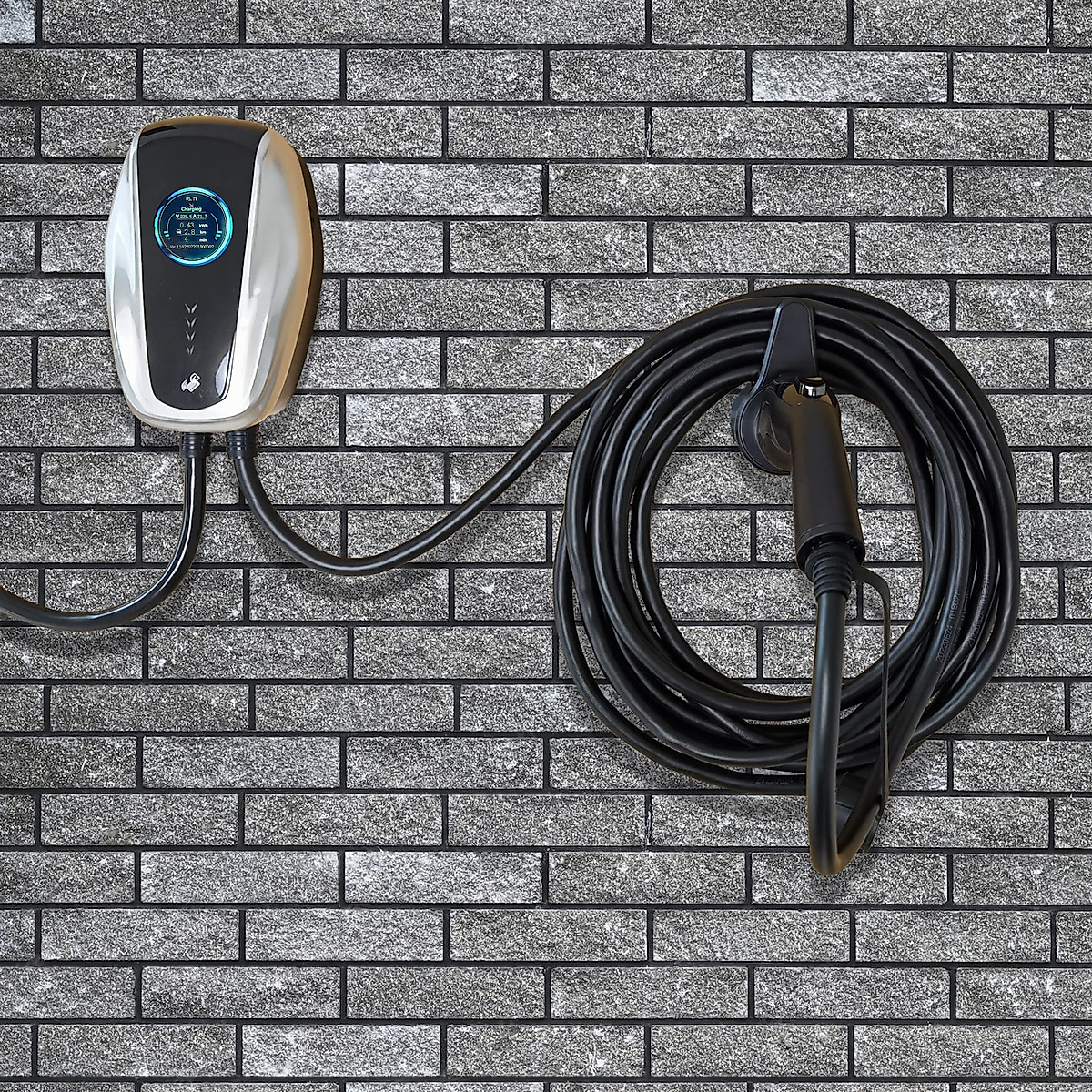 7KW 32Amps Level 2 EV Charger Station with 30TF Cable NEMA 14-50, 220-240V Input J1772 Plug Swipe Card Charging for Most Evs