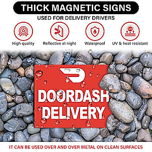 UPGRADED Doordash Car Magnets Door Signs And Stickers for Delivery Drivers (Set of 4) 11×7 and 4×4 (Red Background DD)