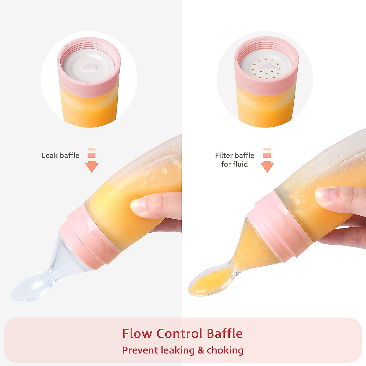 Termichy Baby Food Dispensing Spoon: Squeeze Feeder Dispenser for Baby - Self Feeding Bottle Spoon