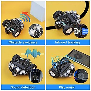 Yahboom Micro:bit DIY Coding Science Building Kit Smart Toys Car Robotic Kit Learning Educational STEM Projects for Kids Ages 8-12（Without Microbit）