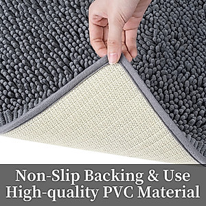 SONORO KATE Bathroom Rug,Non-Slip Bath Mat,Soft Cozy Shaggy Durable Thick Bath Rugs for Bathroom,Easier to Dry, Plush Rugs for Bathtubs, Rain Showers and Under The Sink (Dark Grey, 32"×20")