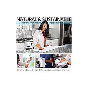 Aunti Em's Kitchen Flour Sack Dish Towels - Natural Cotton for Embroidery and Drying Glass, Hand, Dinnerware - Plain, Thick, Zero-Lint, Highly Absorbent - Set of 13, 27 x 27 Inch, Ivory