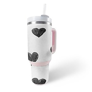 MightySkins Skin Compatible with Stanley The Quencher H2.0 FlowState 40 Oz Tumbler - Ink Hearts | Protective, Durable, and Unique Vinyl Decal wrap Cover | Easy to Apply, Remove, and Change Styles
