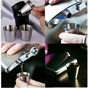 Stainless Steel Shot Cups Shot Glass Drinking Metal Shooters Leather Cup Holder For Whiskey Tequila Liquor Great Barware Gift 4Pcs/Set Durable processing