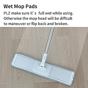 CQT Commercial Flat Microfiber Floor Mop Cleaning System 20" Inch Wet Dry and Dust Hardwood with 4 Washable Pads Cleaner for Laminate Tile Stainless Steel Handle and Extension (PT15 New)
