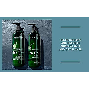 New York Biology Tea Tree Shampoo and Conditioner Set – Deep Cleanser – Relief for Dandruff and Dry Itchy Scalp – Therapeutic Grade - Helps Promote Hair Growth – 16.9 fl Oz