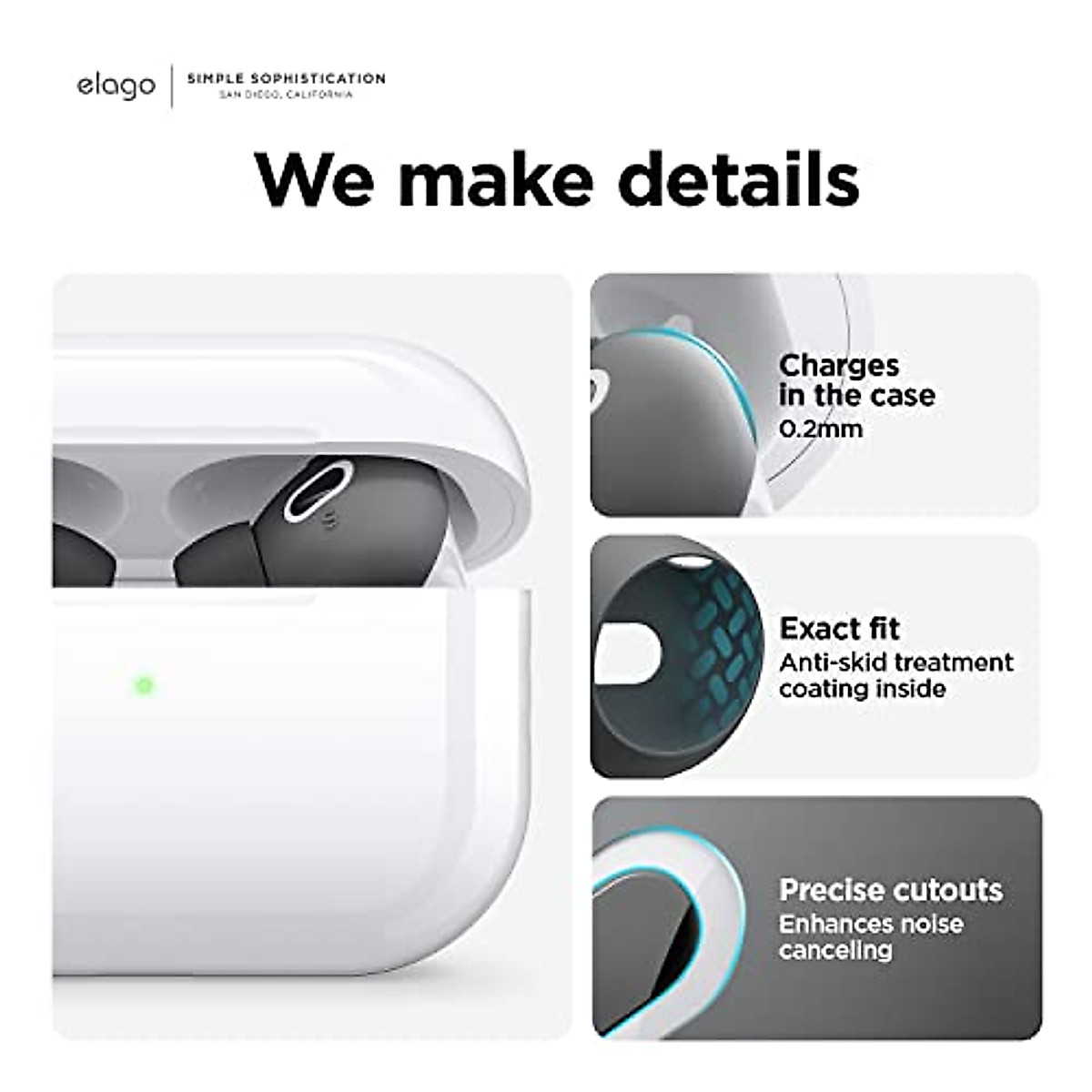 elago [6 Pairs] Compatible with AirPods Pro 2 Ear Tips with Earbuds Cover, Compatible with Apple AirPods Pro 2nd Generation [3 Sizes: Large + Medium + Small] [US Patent Registered] (Dark Grey)