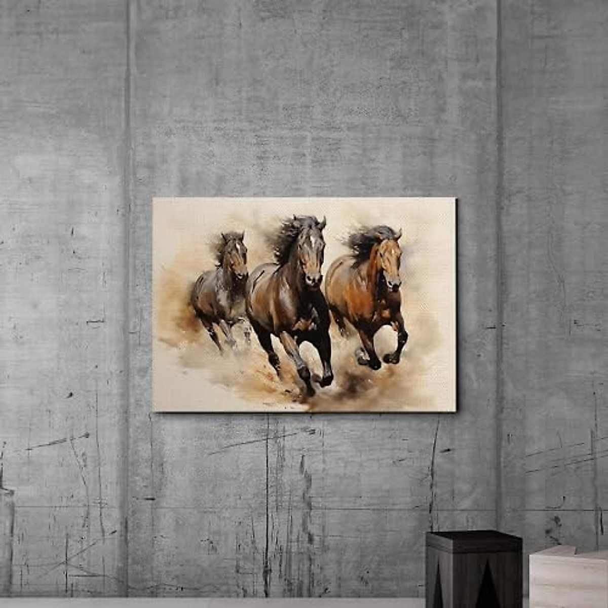 Majestic Black Stallion Galloping In The Clouds, Black Horse On Salt Flats, Canvas Print, Black Horse Print, Black Horse Wall Art