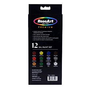 RoseArt Premium Oil Paint - Set 12 Colors, Maximum Strength Pigmented Oil Paints for Professionals, Students,