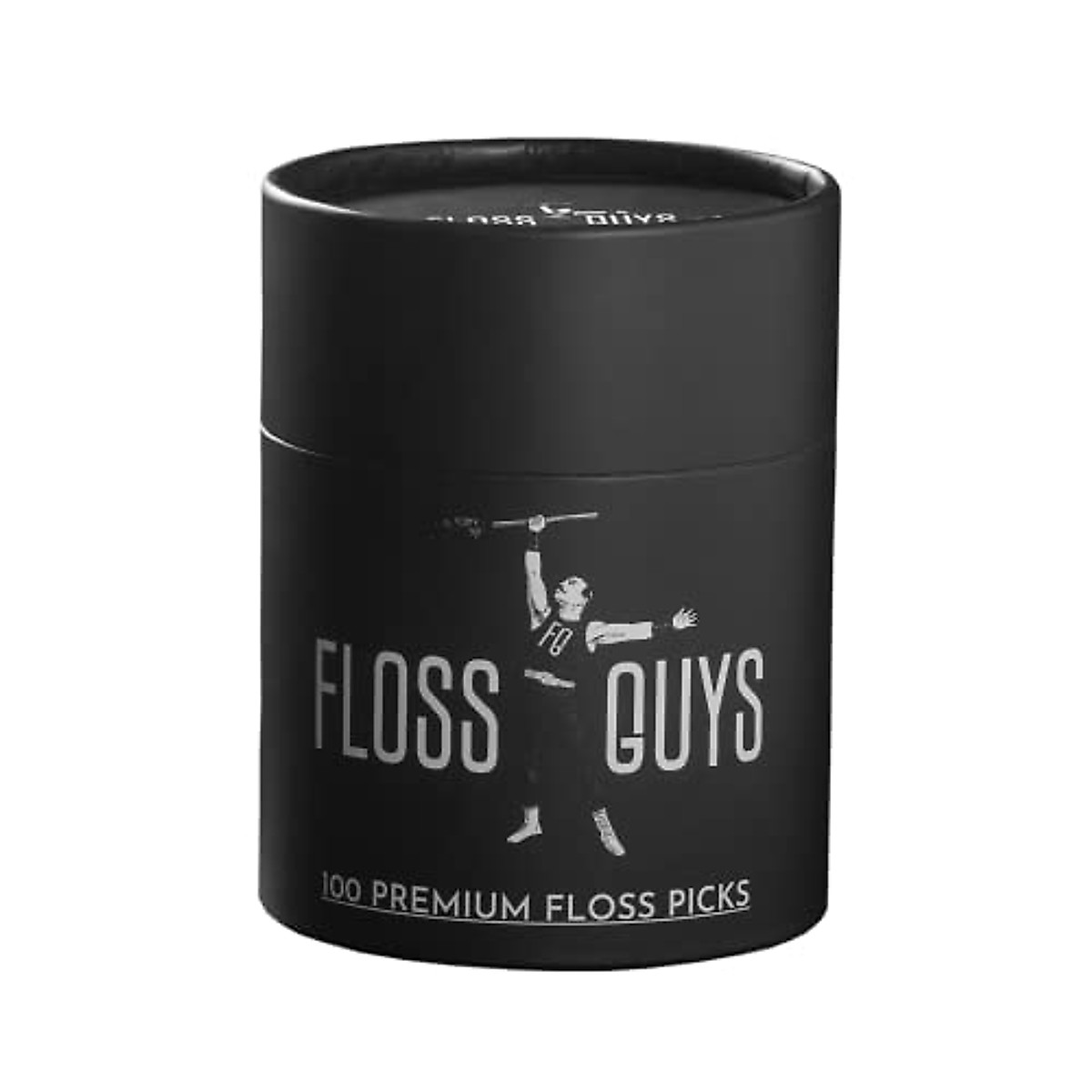 Floss Guys Premium Unflavored Compostable Floss Picks | Individually Wrapped | Biodegradable Plant-Based Flossers | Vegan | BPA Free |, Black, 100 Count (Pack of 1)