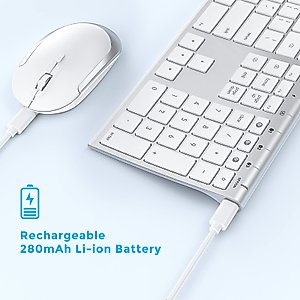 Bluetooth Keyboard Mouse for Mac, Ultra Slim Wireless Keyboard Mouse Combo for Mac, Rechargeable, Multi-Device, Compatible with MacBook Pro, MacBook Air, iMac, iPad