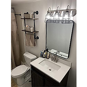 Industrial Pipe Shelf,20in Metal Towel Racks for Bathroom,2-Layer Industrial Pipe Floating Shelves Shelving,Rustic Wood Wall Mount Shelf with Towel Bar,Iron Towel Holder