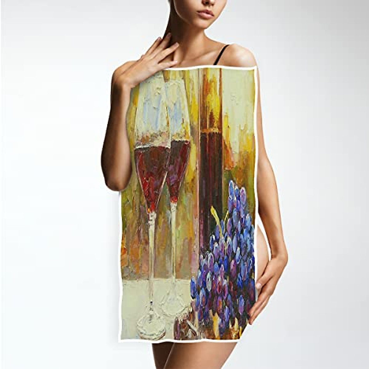 Red Wine and Grape Cotton Fingertip Towels 30 x 15 Inches Absorbent and Soft Terry Towel for Bathroom Powder Room Guest and Housewarming Gift