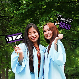 KatchOn, Purple Graduation Photo Booth Props 2024 - Pack of 24 | Purple Graduation Photo Props, Purple Graduation Decorations Class of 2024 | Graduation Picture Props, Graduation Party Decorations