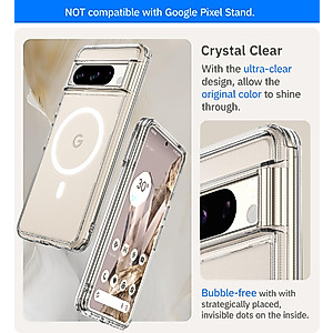 LONLI JIC - for Pixel 8 Pro Case - Tough Clear Protective Phone Case - [Built-in Magnets for Magsafe] - [10 FT Drop Protection]