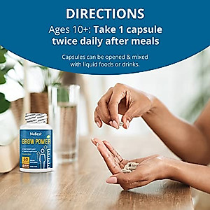 Grow Power Height Growth - Powerful Height Growth Formula for Children (10+) & Teens - Supports Healthy Height Growth, Overall Health with Calcium, Vitamin D3, Phosphorus, Magnesium & More - 60 Caps