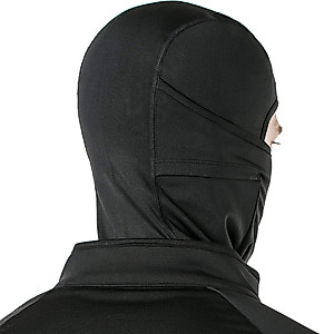 TSLA Thermal Winter Balaclava Face Mask, UV Protection Fleece Lined Ski Mask, Lightweight Windproof Neck Gaiter, Thermal Fleece Balaclava Jet Black, Medium