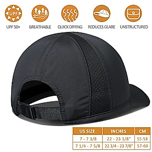 GADIEMKENSD Mens Hats Baseball Cap UPF 50+ Sun Quick Dry Lightweight Breathable Trucker Hat Outdoor Hiking Fishing Run Golf Sports Dad Mesh Hats Running Hat Quick Drying for Men Women Mens Black XL