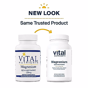 Vital Nutrients Magnesium Glycinate + Malate | 120mg Vegan Magnesium Supplement for Women and Men | Muscle, Heart, Bone Support* | Promotes Relaxation | Gluten, Dairy and Soy Free | 100 Capsules
