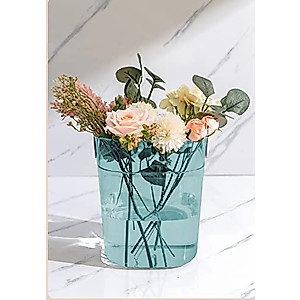 Gereen Bathroom Trash Can, 1.5 Gallon Small Trash Can,Square Trash Bin Wastebasket for Bathroom Bedroom Kitchen Countertop Under Sink or Served as a Ice Bucket (Blue, Pack of 2)