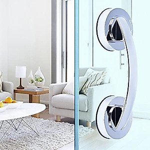 NNEPIA Bathtub Rails Handicapped Shower Handle Elderly Bathroom Balance Bar Safety Suction Cup Handrail Non-Slip Grab Bar Grab Rails (Color : Silver)