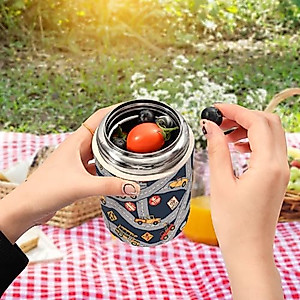 JUNZAN Cute Car Truck Road Traffic Kids Womens Insulated Food Jar with Spoon 17oz/500ml Steel Food Jar Stainless Steel Vacuum Keep Warm Food Container for Keep Food Hot