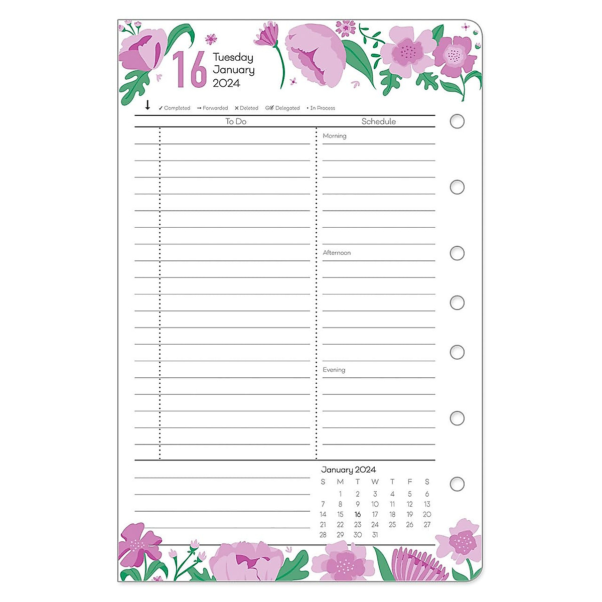 FranklinCovey - Flora Two Page Per Day Ring-Bound Planner (Classic, Jan 2024 - Dec 2024)
