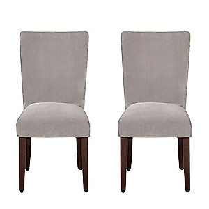 HomePop Parsons Classic Upholstered Accent Dining Chair, Set of 2, 19"D x 23.5"W x 38"H, Gray Velvet