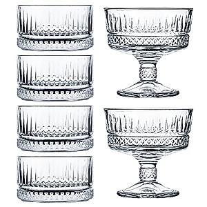 Crystalia Glass Ice Cream and Serving Bowls Set, Crystal Dessert Cups Set of 2, Kitchen Prep Bowls Set of 4, Great for Ice Cream, Sundae, Salad, Sauce, Dipping, Dessert and Side Dishes,
