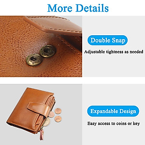 FT FUNTOR Small Wallet for Women Genuine Leather Bifold Compact RFID Blocking Zipper Pocket Ladies Credit Card Slots Purse with ID Window