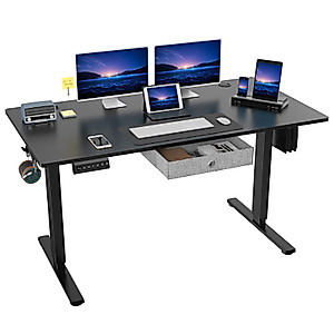 DUMOS 55 Inch Standing Desk Home Office Computer Workstation, Black