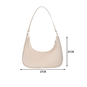 BMTLFG Shoulder Bags for Women, Women's Shoulder Handbags, Underarm Bag Crescent, Clutch Purse with Zipper, Retro Business Leisure Beige