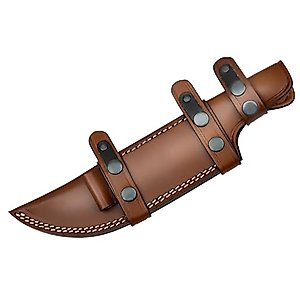 Ottoza Handmade XL Leather Knife Sheath RIGHT HAND Tracker Knife Sheath - Bushcraft Knife Sheath - Hunting Knife Sheath - Survival Knife Sheath Horizontal Carry Dark Brown TOP GRAIN LEATHER No:124