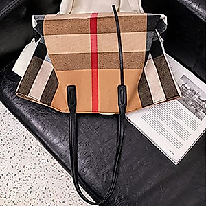 Womens Tote Handbag Large Capacity Roomy Canvas Bag,Ladies Crossbody Shoulder Bags Hobo Tote Bag Purse Fashion Handle Satchel (Brown)