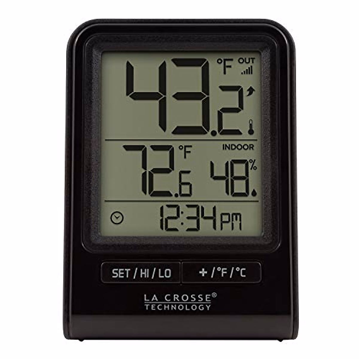 La Crosse Technology 308-1409BT-CBP Wireless Temperature & Humidity Station with Time , Black