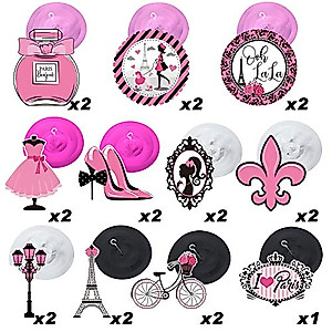 30 Pieces Paris Party Decorations, Pink Paris Party Hanging Swirl Ooh La La Eiffel Tower Sign Foil Ceiling Streamers Decor for Paris Birthday Theme Party Girl Party Baby Shower Supplies