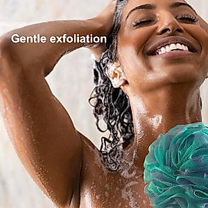 SHOWER BOUQUET Loofah-Bath-Sponge XL Swirl-Mix-Color 4-Pack // Extra-Large 75g Mesh Luffa Loofa Loufa Puff Pouf Set/Exfoliating Body Scrubber for Women and Men - Exfoliate & Soothe Face & Body