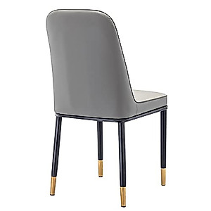 Krinana PU Leather Dining Chairs Set of 4, Armless Side Chair with Metal Gold Legs for Kitchen Dining Room Living Room (Beige+Grey, Set of 4)