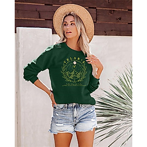 VILOVE Acotar Velaris Sweatshirt Women City Of Starlight Pullover Vintage Stars Graphic Shirt Causal Long Sleeve Hoodie Green